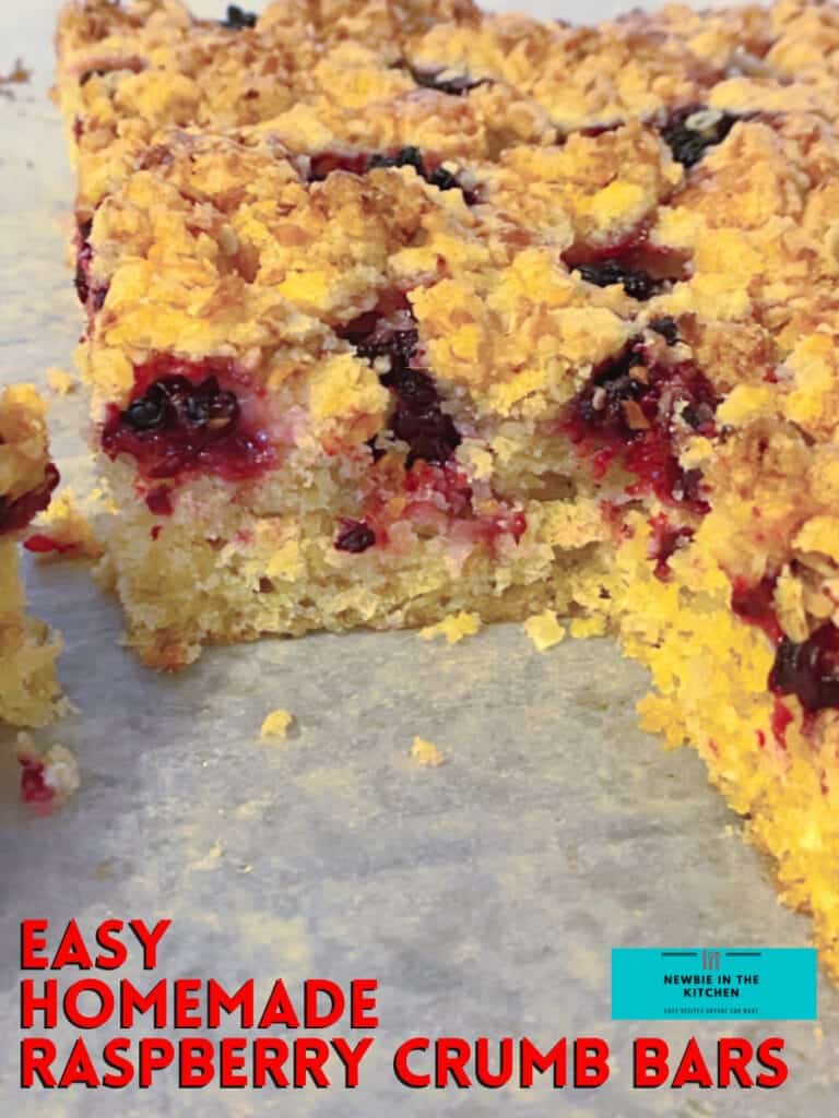 Easy Homemade Raspberry Crumb Bars | Newbie In The Kitchen